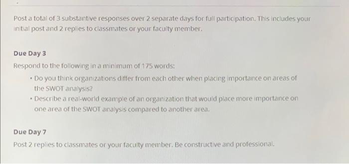 Solved Post a total of 3 substantive responses over 2 | Chegg.com