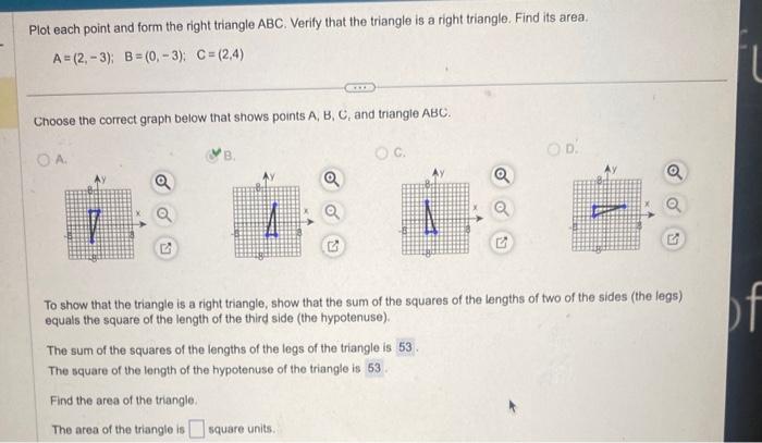 Plot each point and form the right triangle ABC. | Chegg.com