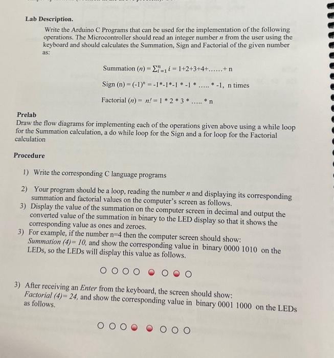 Lab Description Write The Arduino C Programs That 8350