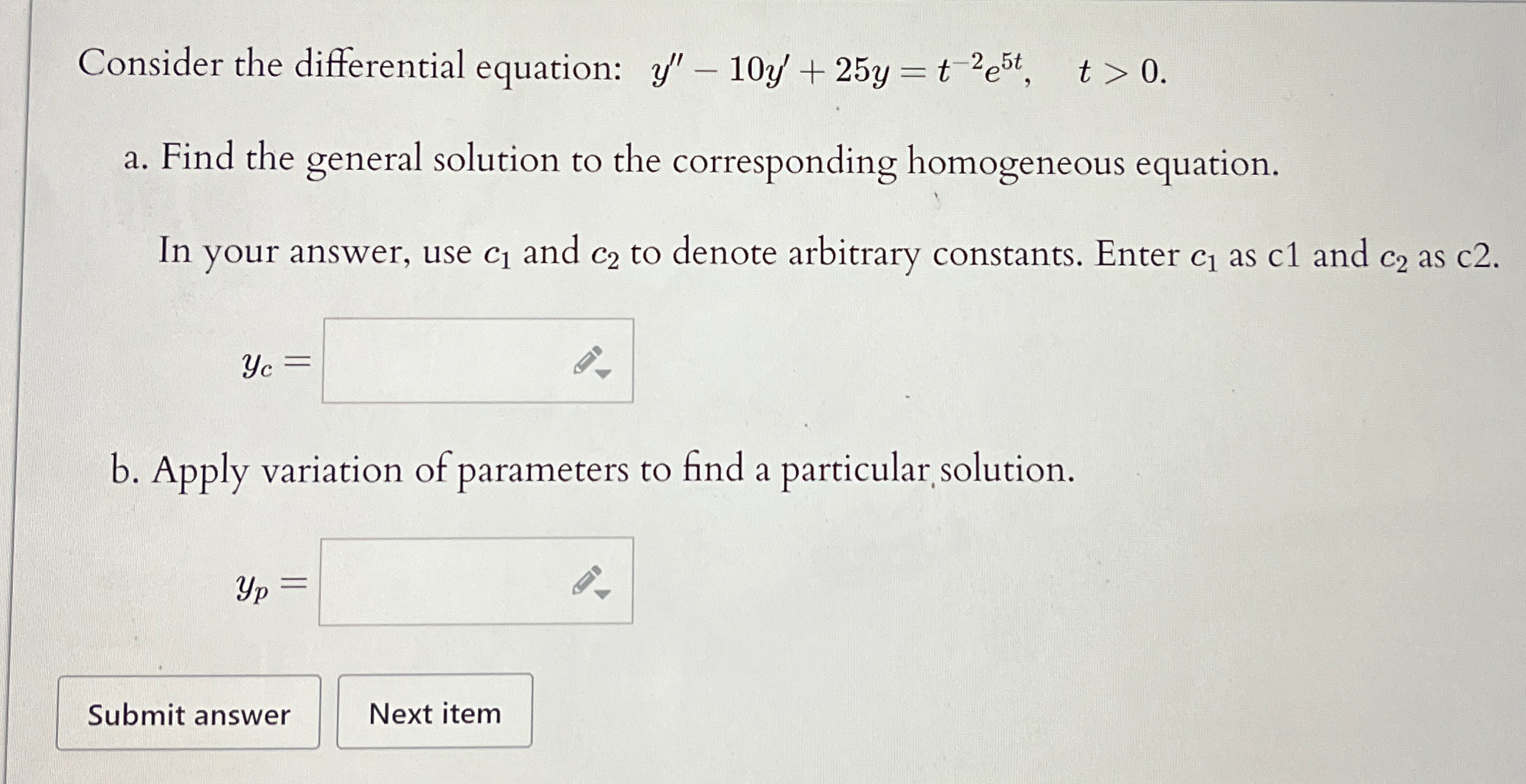 Solved Consider the differential equation: | Chegg.com