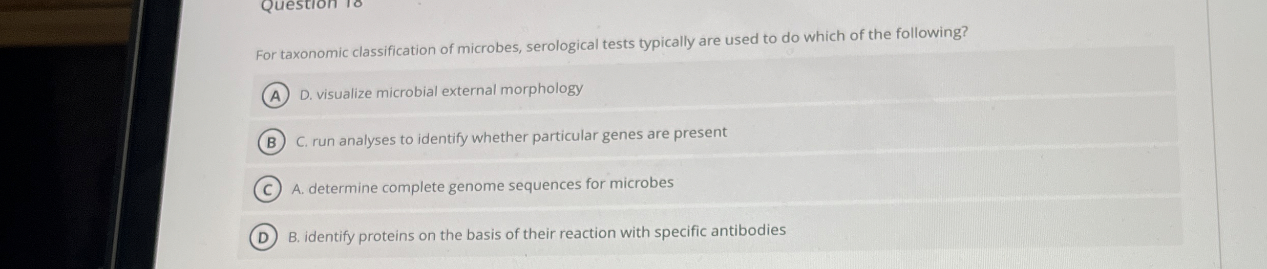 Solved For taxonomic classification of microbes, serological | Chegg.com