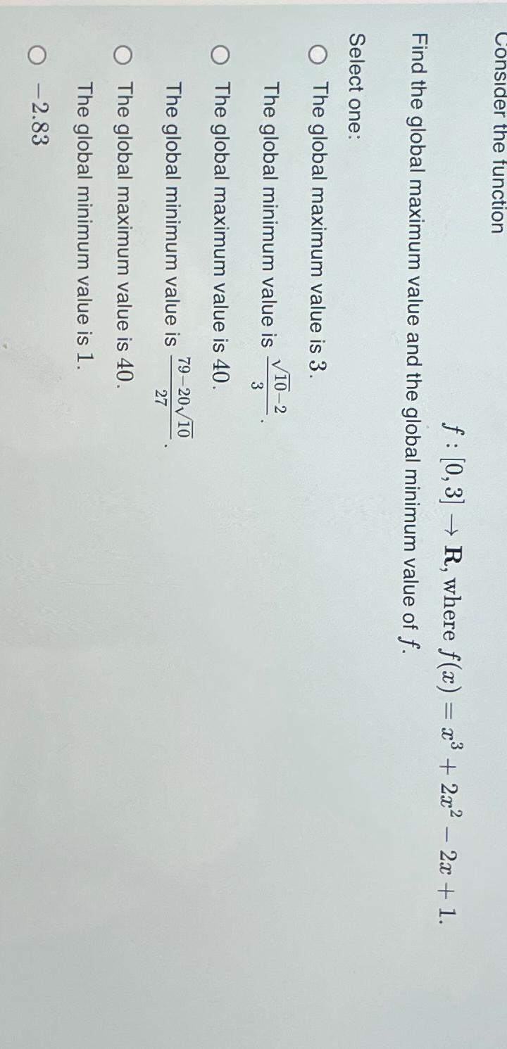 Solved Consider the functionf:[0,3]→R, ﻿where | Chegg.com