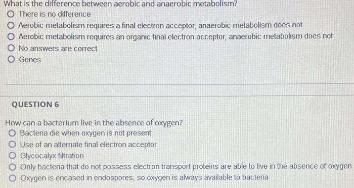 Solved What is the difference between aerobic and anaerobic | Chegg.com