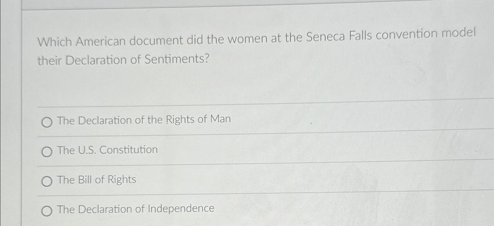 Solved Which American document did the women at the Seneca | Chegg.com