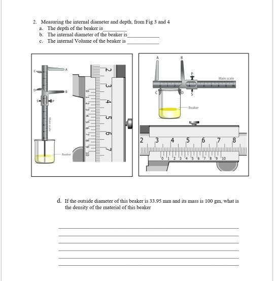 Solved 2. Measuring the internal diameter and depth, from | Chegg.com