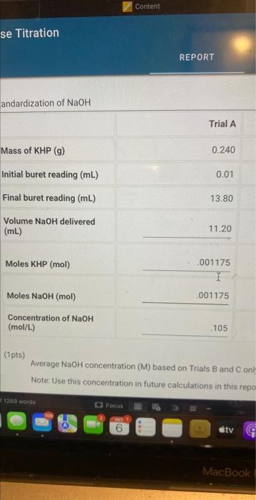 [Solved]: Table 6. Data and Calculations \( D \) Average