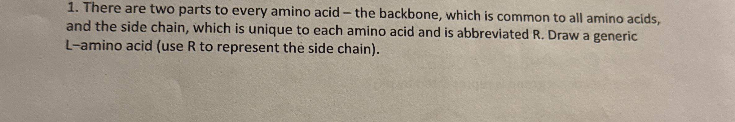 Solved There are two parts to every amino acid - ﻿the | Chegg.com
