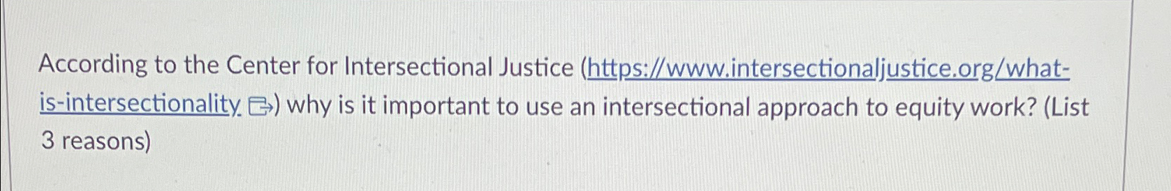 Solved According to the Center for Intersectional Justice | Chegg.com