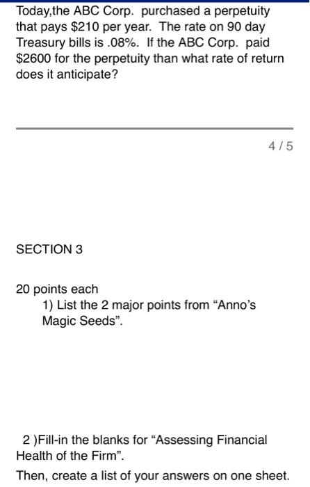 Solved Today,the ABC Corp. purchased a perpetuity that pays | Chegg.com
