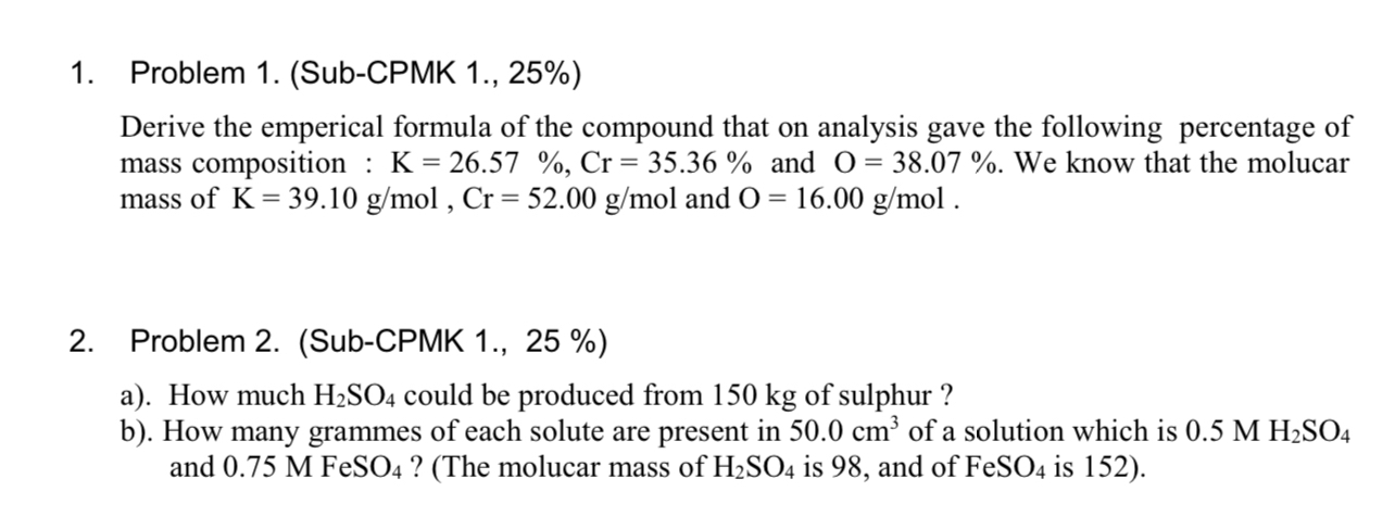 Problem 1. (Sub-CPMK 1., 25%)Derive the emperical | Chegg.com