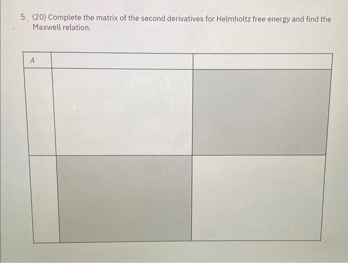5. (20) Complete the matrix of the second derivatives | Chegg.com