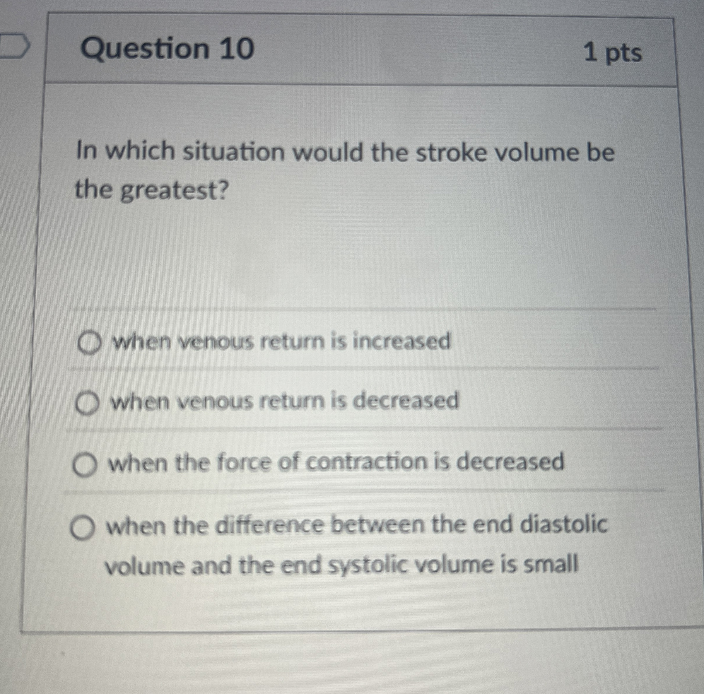 Solved Question 10In which situation would the stroke volume | Chegg.com