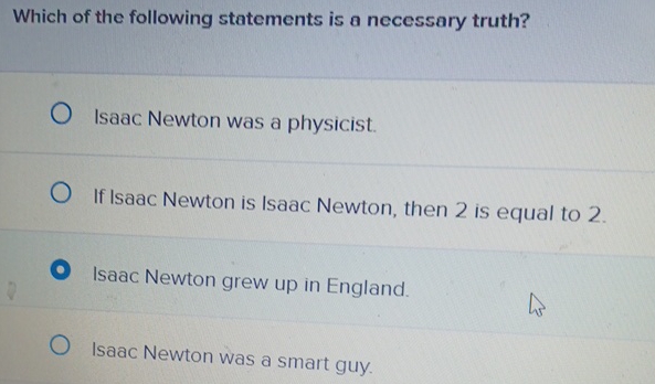 Solved Which of the following statements is a necessary | Chegg.com