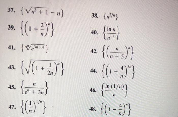 Solved 13-52. Limits of sequences Find the limit of the | Chegg.com