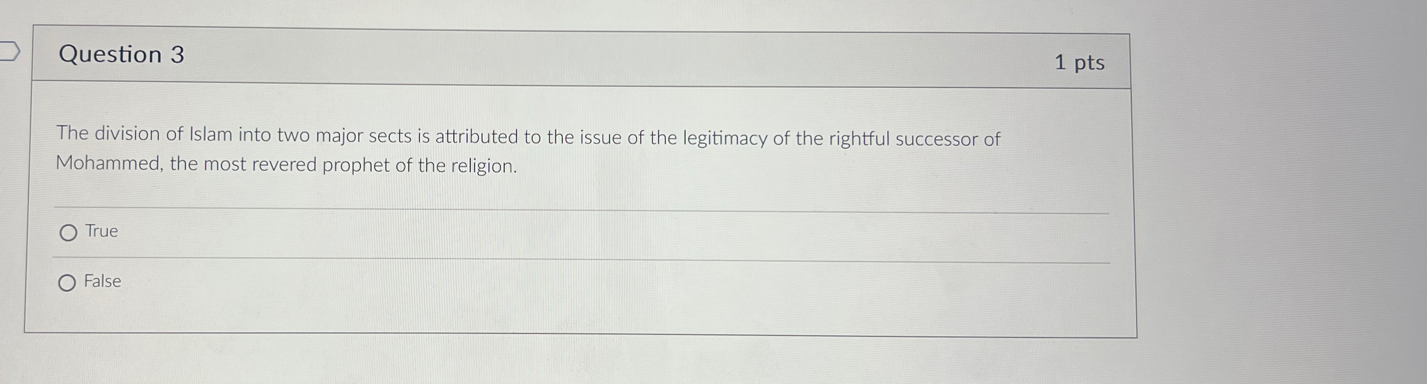 Solved The division of Islam into two major sects is | Chegg.com