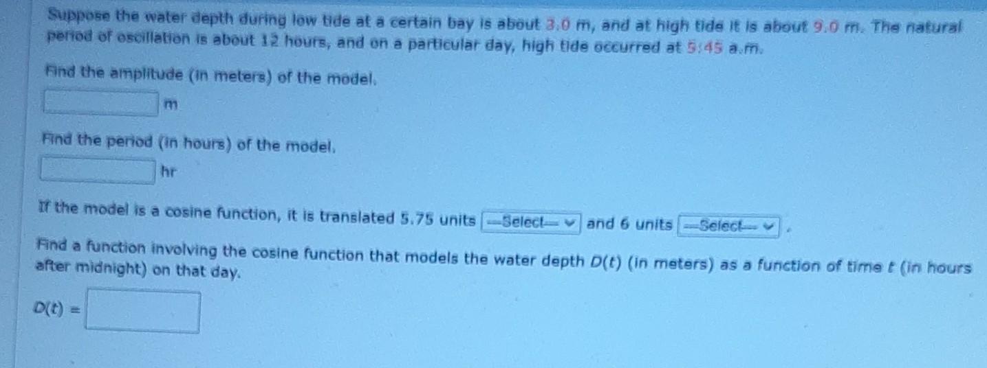 Solved Suppose The Water Depth During Low Tide At A Certain