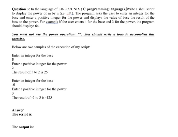 Solved Question 3: In the language of LINUX/UNIX (C | Chegg.com