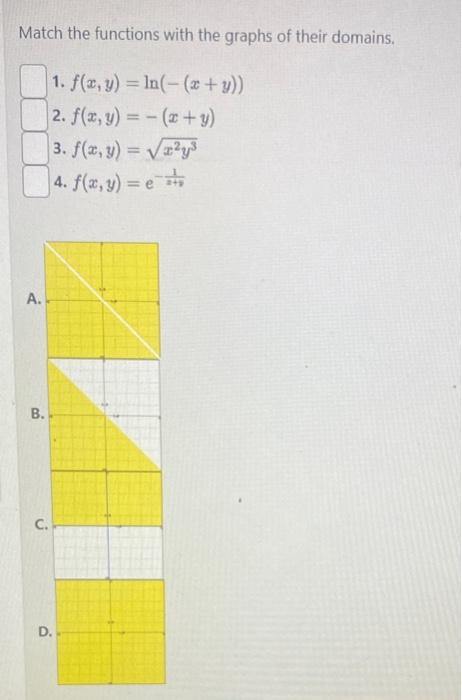 Solved Match the functions with the graphs of their domains. | Chegg.com