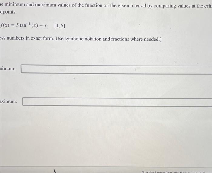 Solved e minimum and maximum values of the function on the | Chegg.com