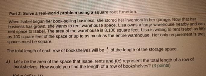 Solved Part 2: Solve a real-world problem using a square | Chegg.com