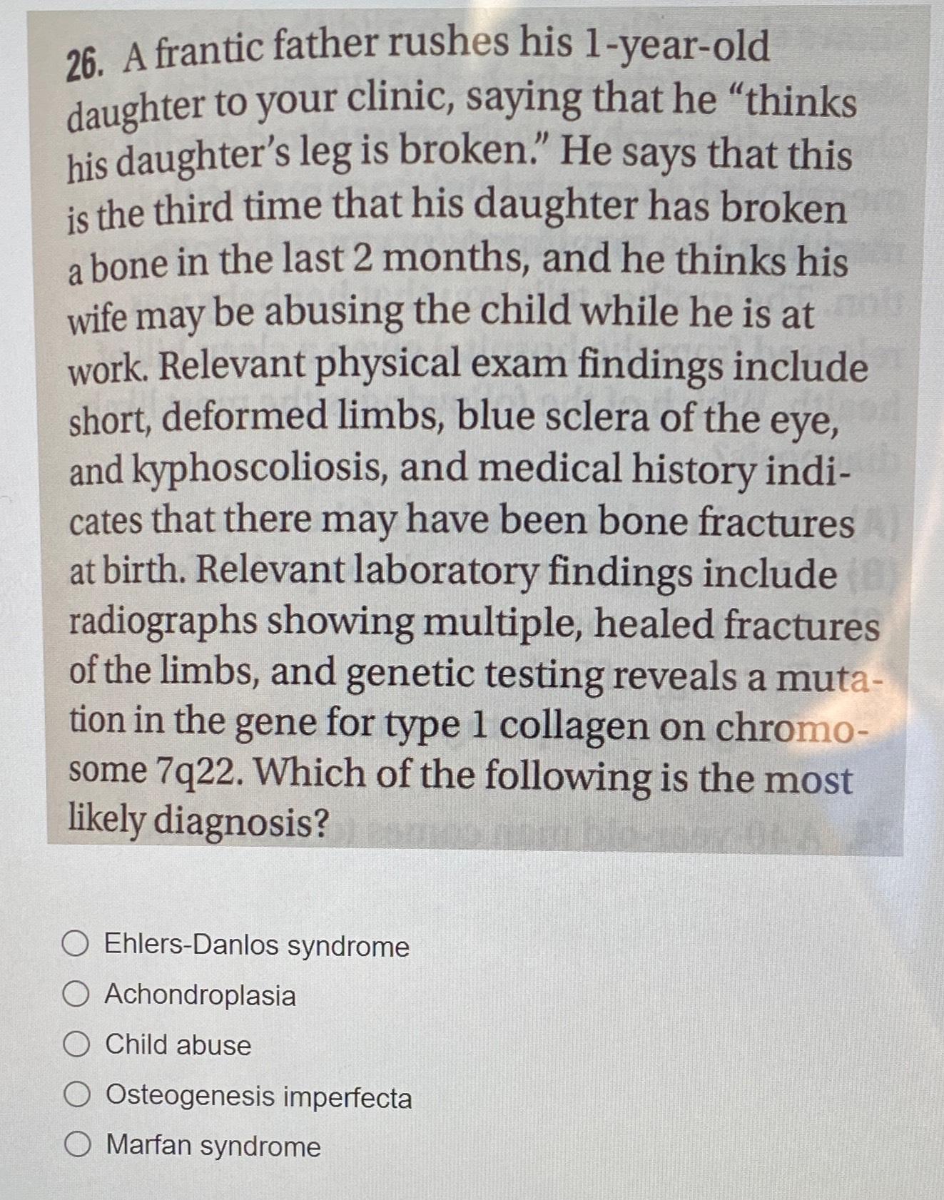 Solved A frantic father rushes his 1-year-old daughter to | Chegg.com