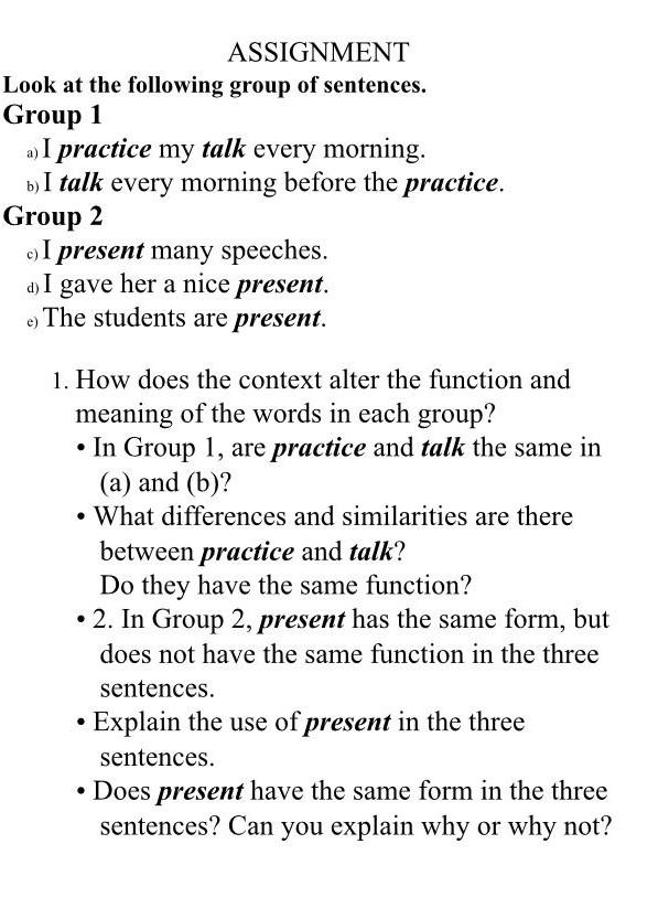 Solved ASSIGNMENT Look at the following group of sentences. | Chegg.com