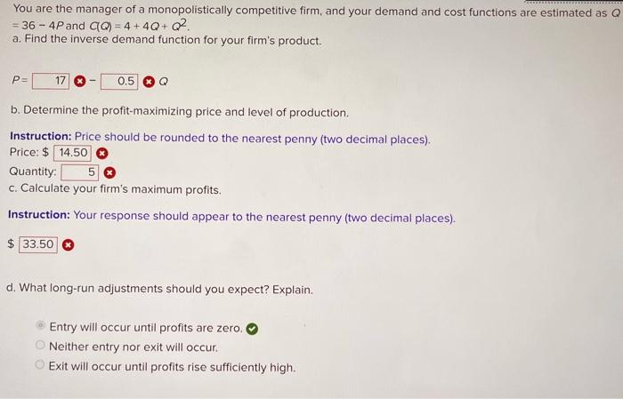 Solved You are the manager of a monopolistically competitive | Chegg.com