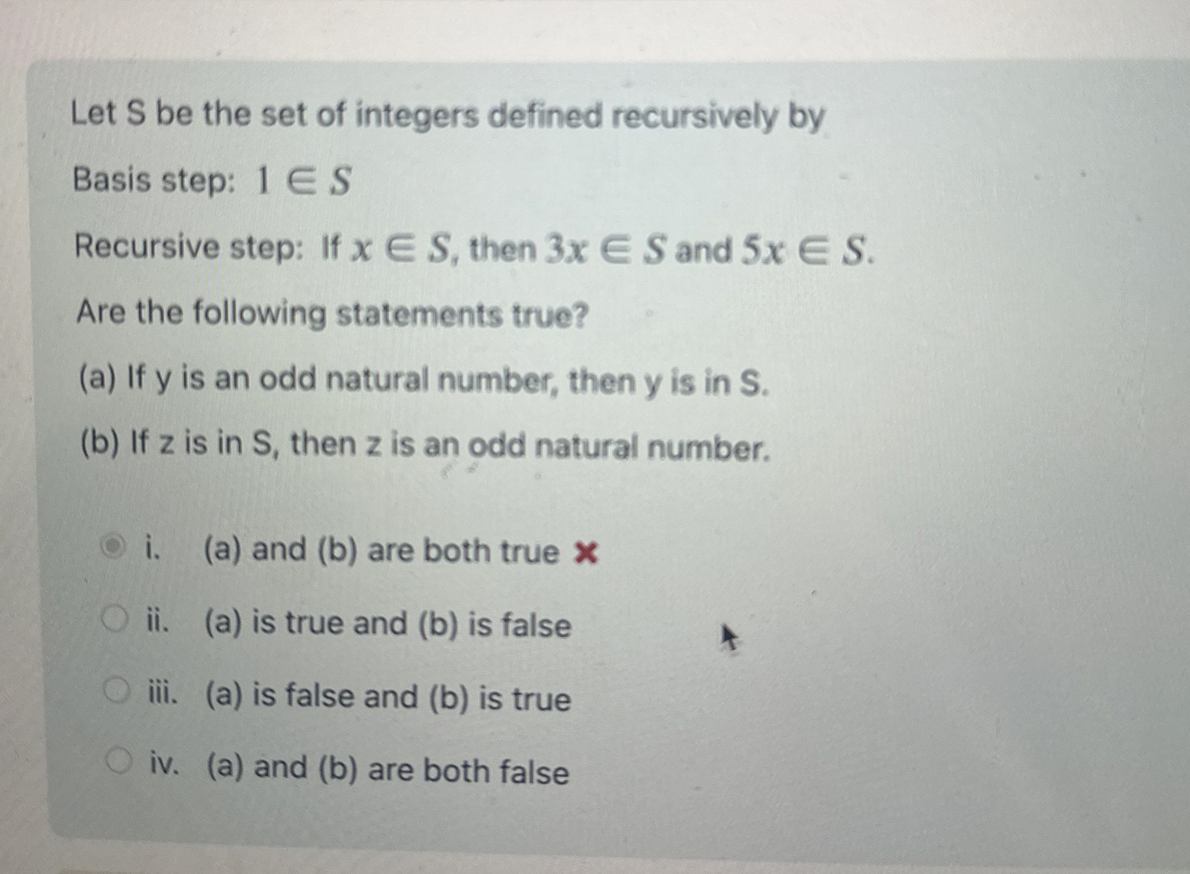 Solved Let S ﻿be the set of integers defined recursively | Chegg.com