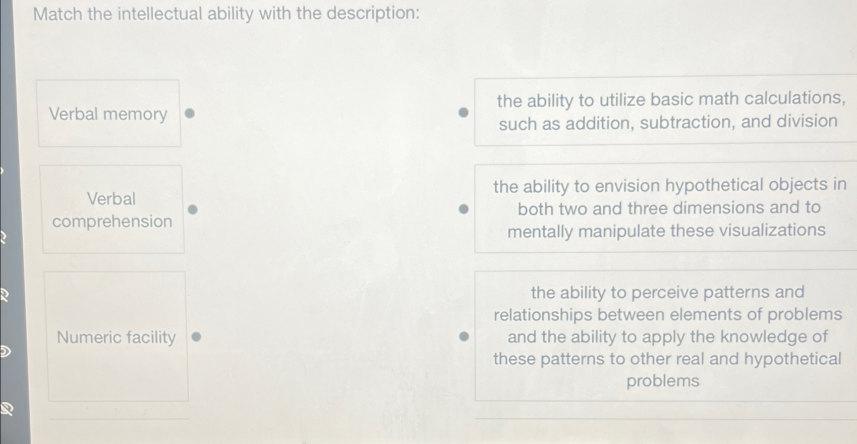 Solved Match the intellectual ability with the | Chegg.com