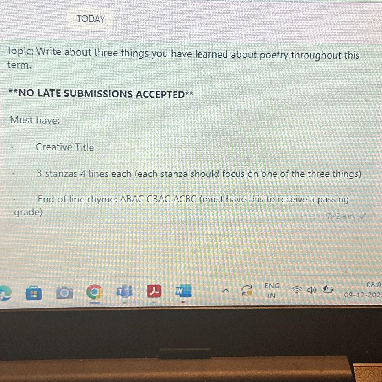 TODAYTopic: Write about three things you have learned | Chegg.com