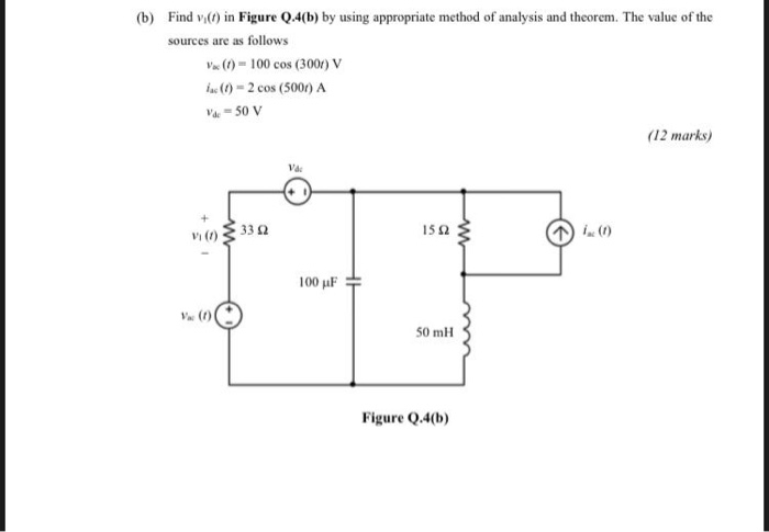 Solved Find v1(t) in Figure Q.4(b) by using appropriate | Chegg.com