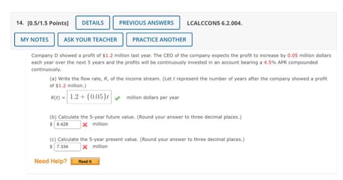 Solved Company D showed a profit of $1.2 million last year. | Chegg.com