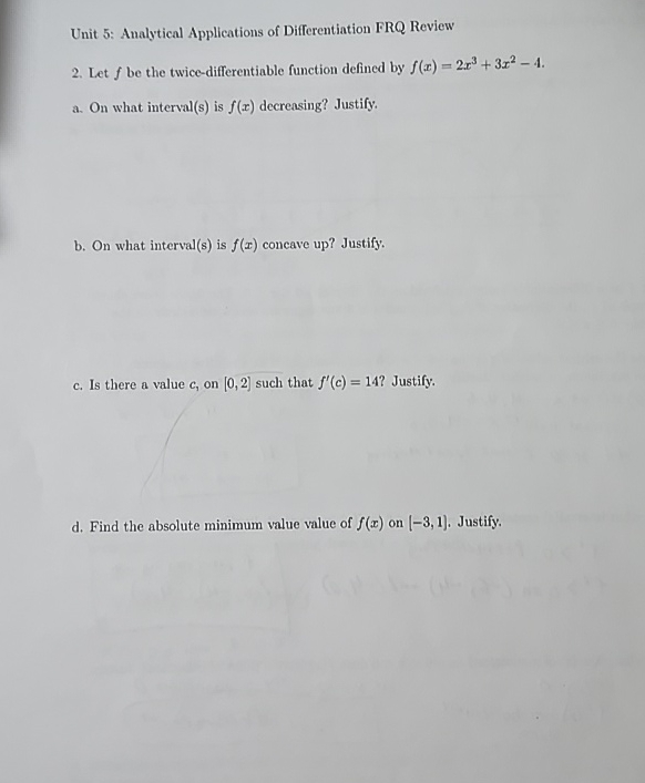 Solved Unit 5: Analytical Applications of Differentiation | Chegg.com