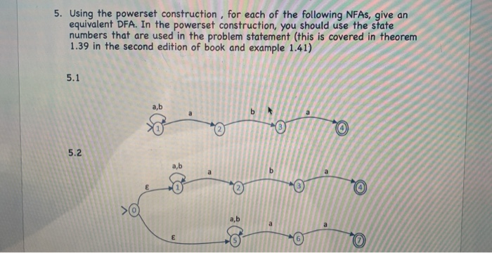 Solved 5. Using the powerset construction, for each of the | Chegg.com