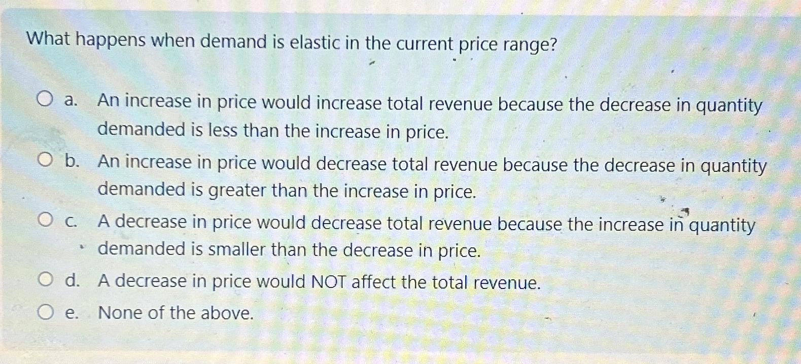 Solved What happens when demand is elastic in the current | Chegg.com