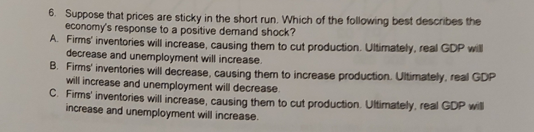 Solved Suppose that prices are sticky in the short run. | Chegg.com