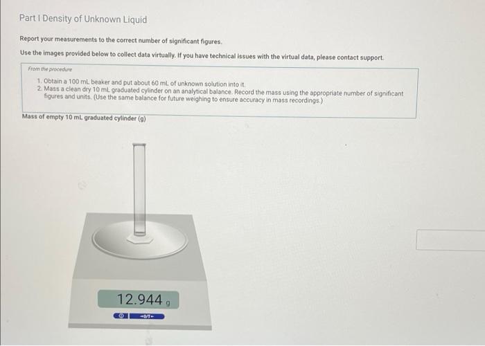 Solved Part I Density of Unknown Liquid Report your | Chegg.com