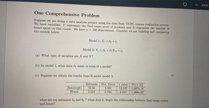 Solved One Comprehensive Problem Suppose we are doing a data | Chegg.com