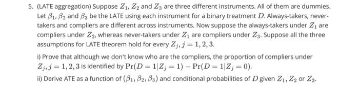 Solved 5 Late Aggregation Suppose Z1 Z2 And Z3 Are Three