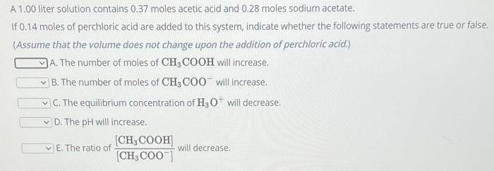 Solved A 1.00 liter solution contains 0.37 moles acetic acid | Chegg.com