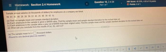 Solved Homework: Section 2.4 Homework Question 10,24.54 HW | Chegg.com