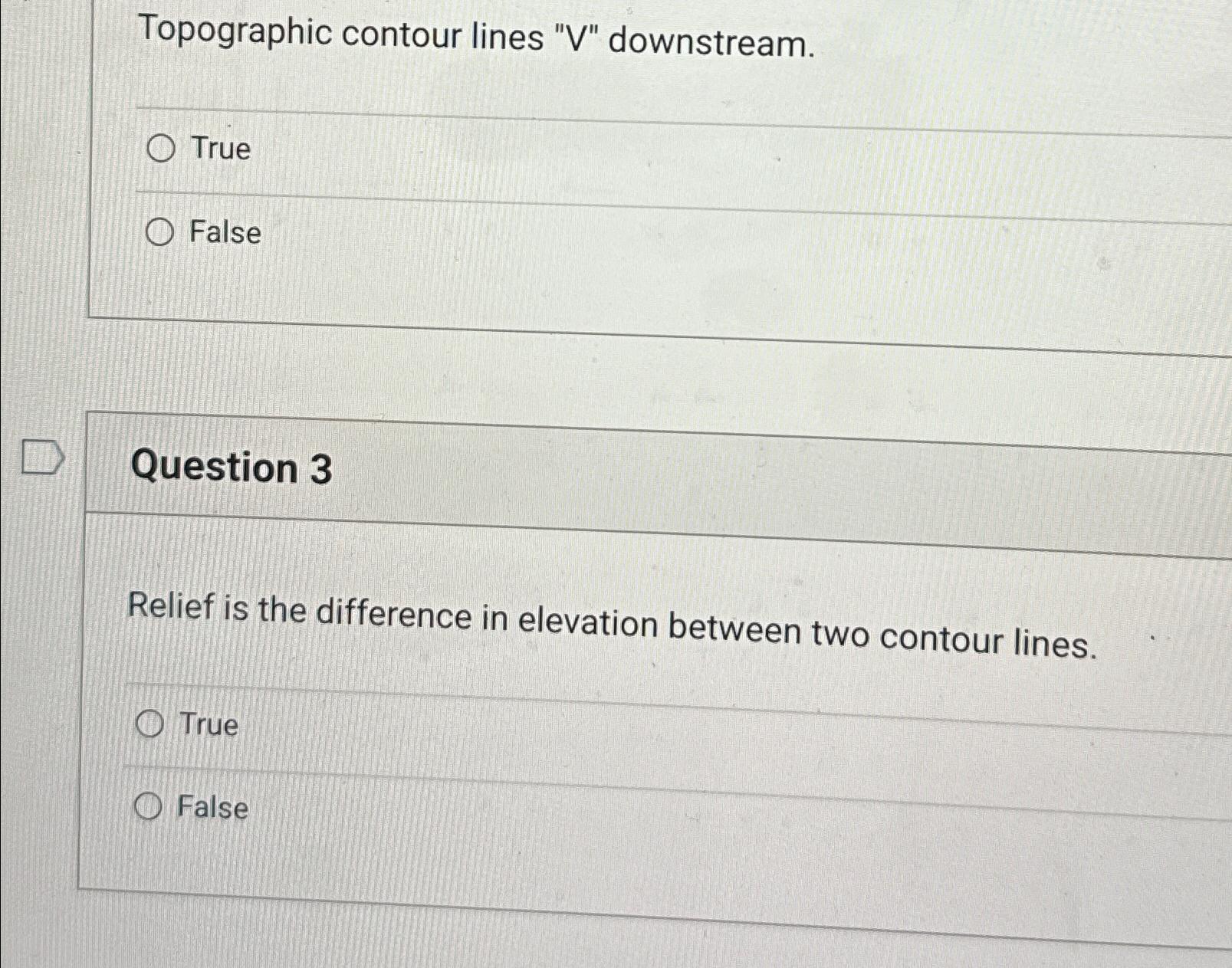 Solved Topographic contour lines " ﻿V" | Chegg.com