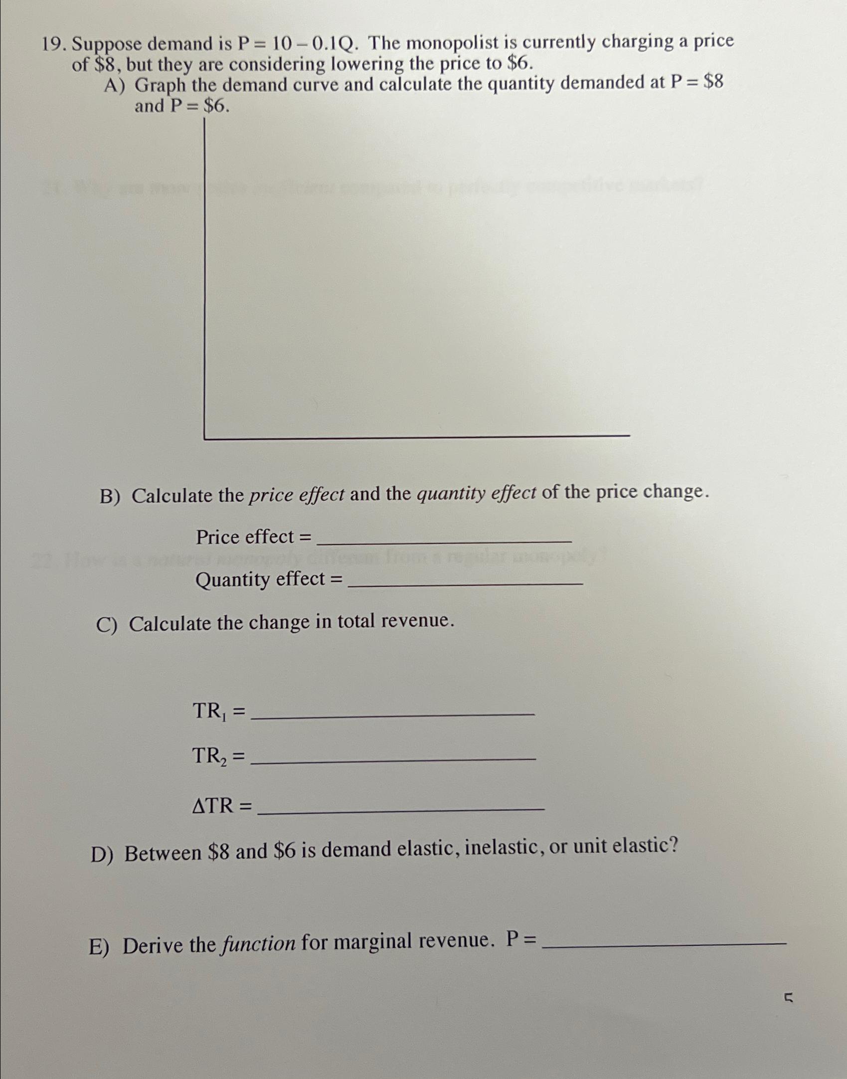 Suppose demand is P=10-0.1Q. ﻿The monopolist is | Chegg.com