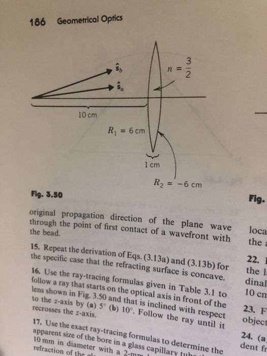 16. Use the ray-tracing formulas given in Table 3.1 | Chegg.com