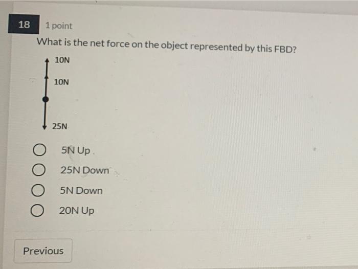 Solved 18 1 point What is the net force on the object | Chegg.com