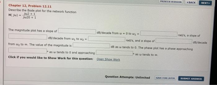 Solved PRINTER VERSION BACK NEXT Chapter 12, Problem 12.11 | Chegg.com