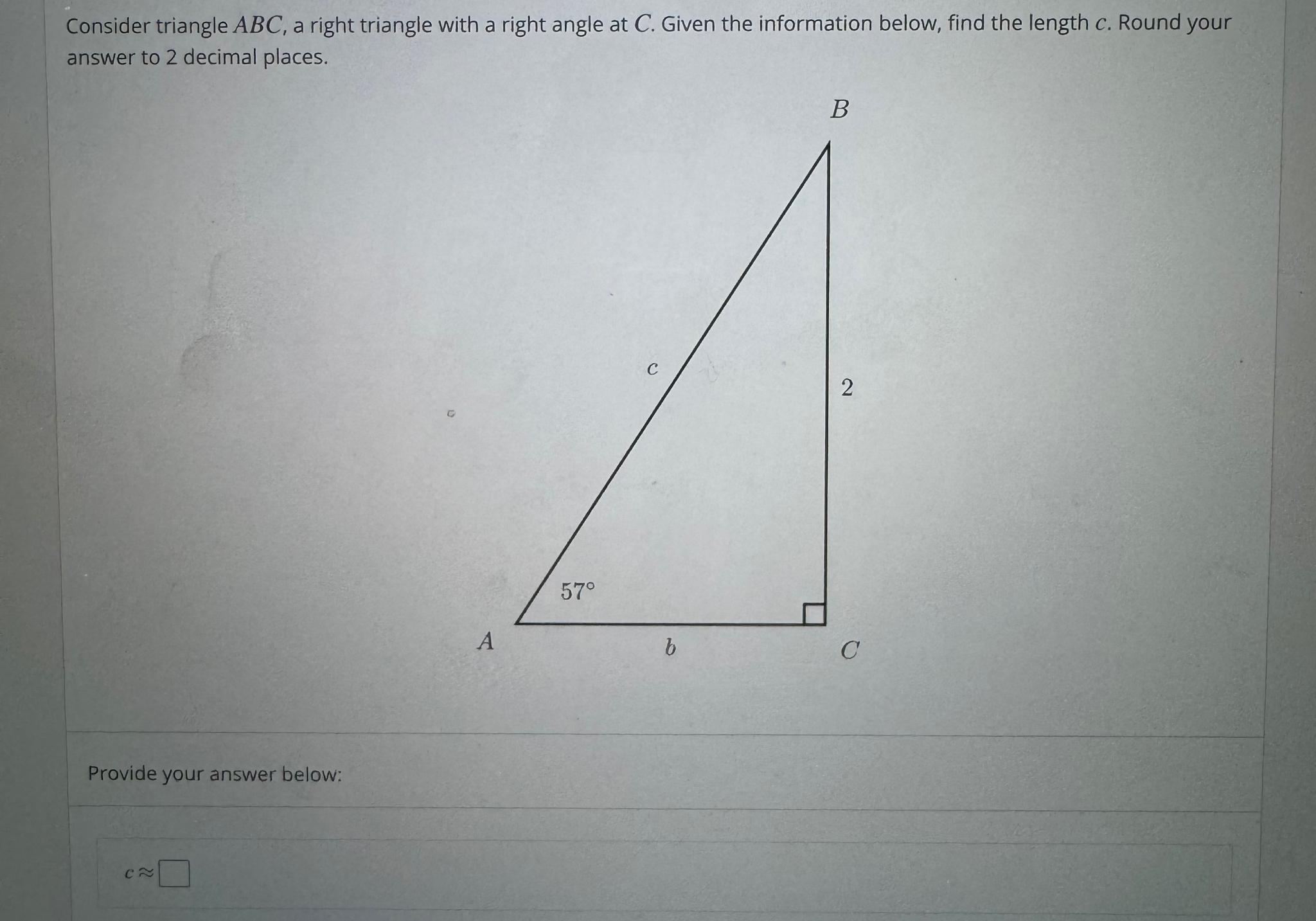 Solved Consider triangle ABC, a right triangle with a right | Chegg.com