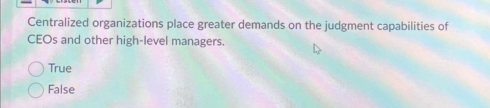 Solved Centralized organizations place greater demands on | Chegg.com