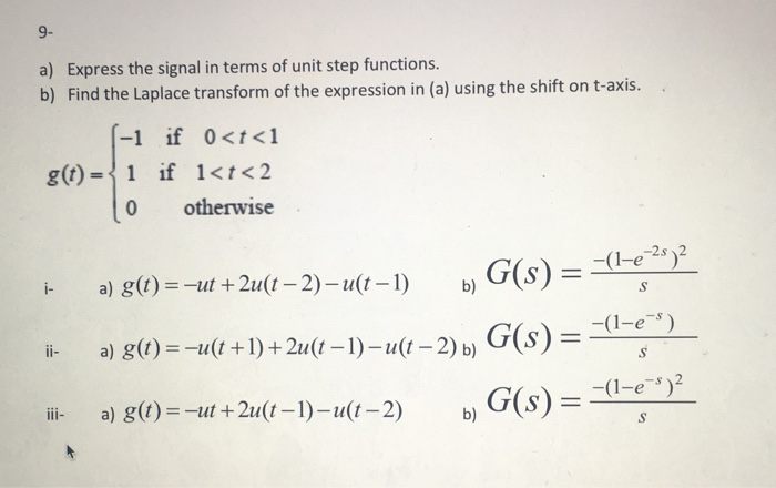 Solved a) Express the signal in terms of unit step | Chegg.com