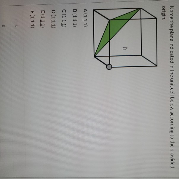 Solved Name the plane indicated in the unit cell below | Chegg.com